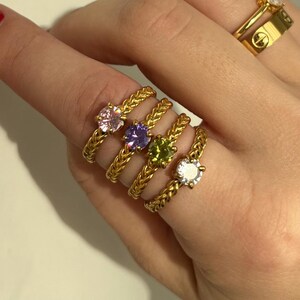 Dainty gemstone gold ring Etsy