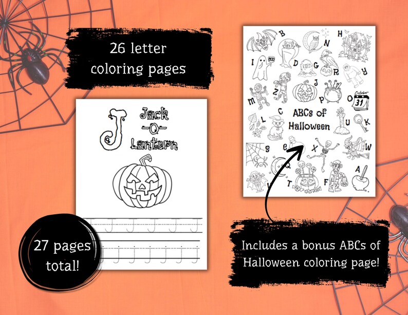 Halloween Alphabet Coloring Pages, Halloween Letter Practice, Halloween ...