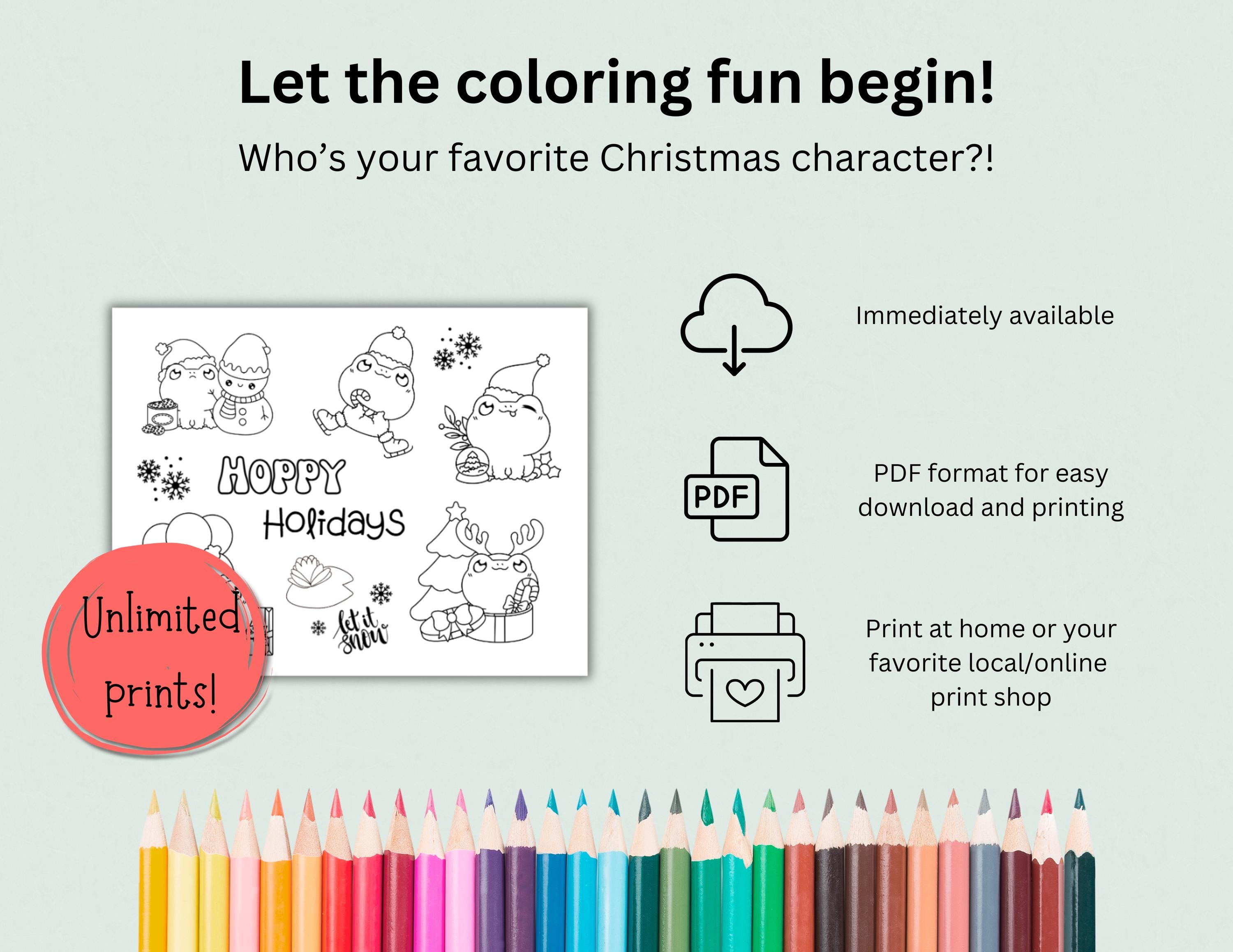 Christmas Character Coloring Pages, Kids Coloring, Christmas Coloring ...