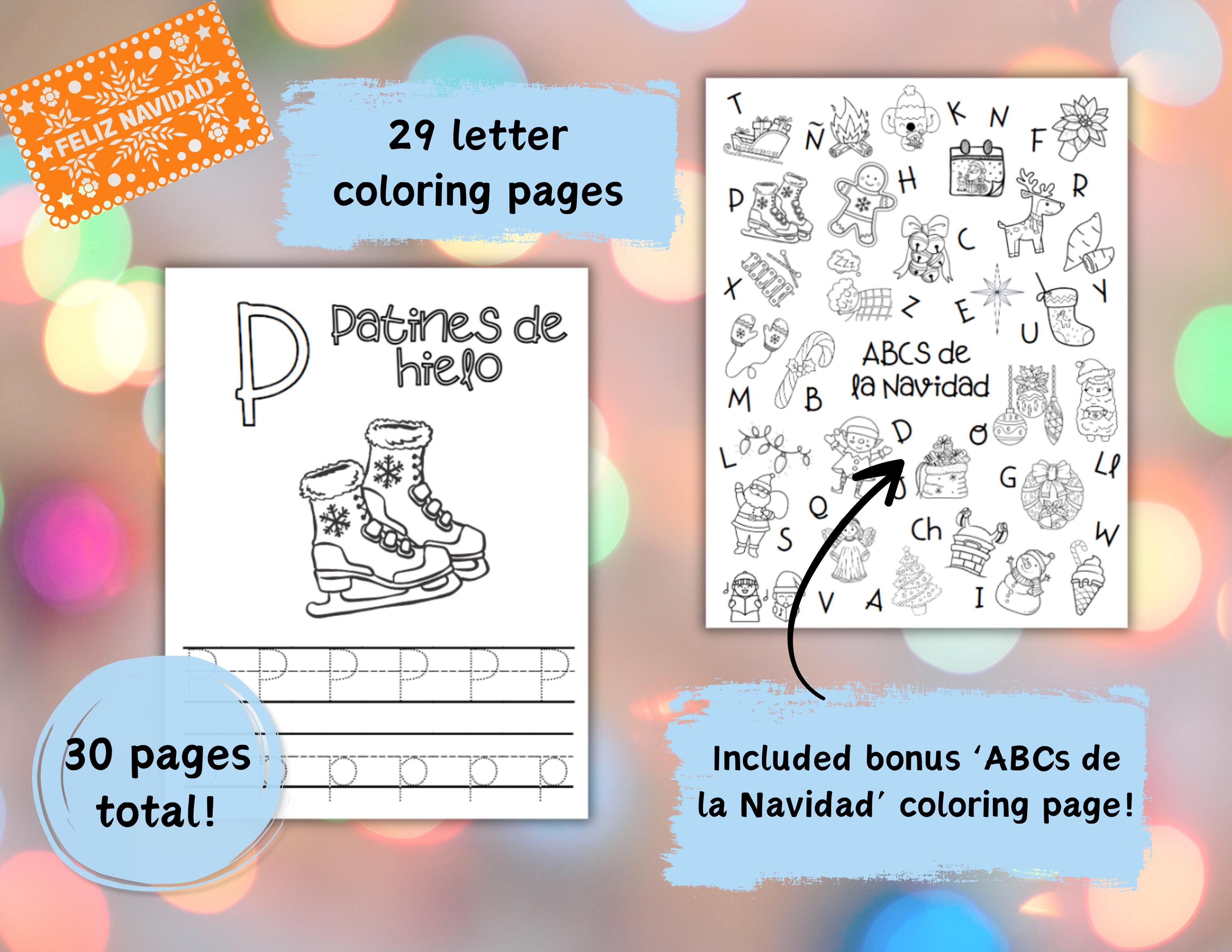 Christmas Spanish Alphabet Coloring, Spanish Letter Practice, Navidad ...