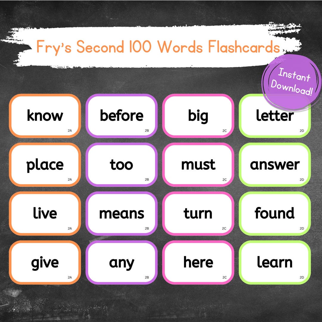Fry's Second 100 Sight Words Flashcards: Kindergarten, 1st Grade ...