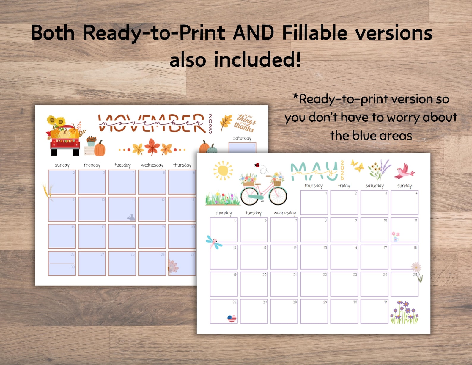 2025 Printable Calendar, Kids Colorful Calendar, PDF Calendar, Wall ...