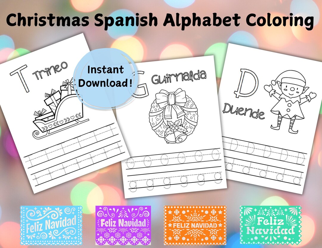 Christmas Spanish Alphabet Coloring, Spanish Letter Practice, Navidad ...