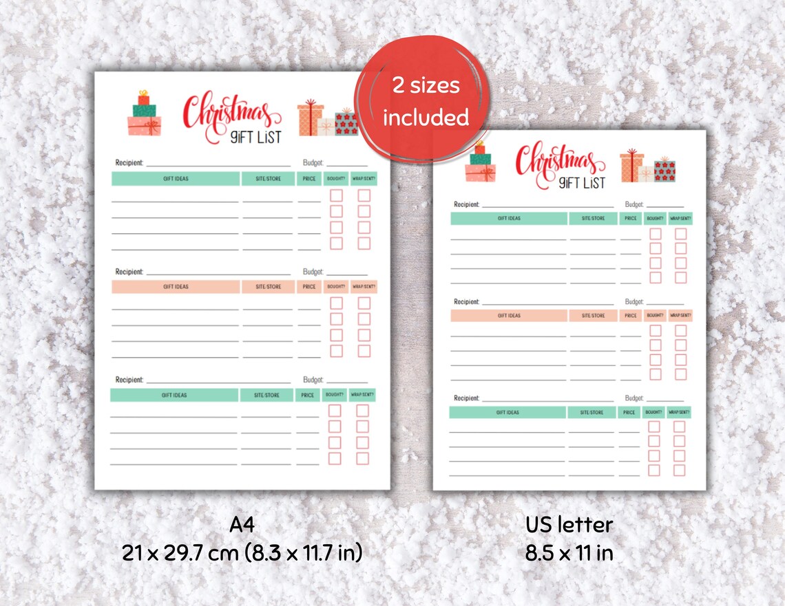 Christmas Gift List, Gift List, Christmas Gift Tracking, Gift Tracking ...