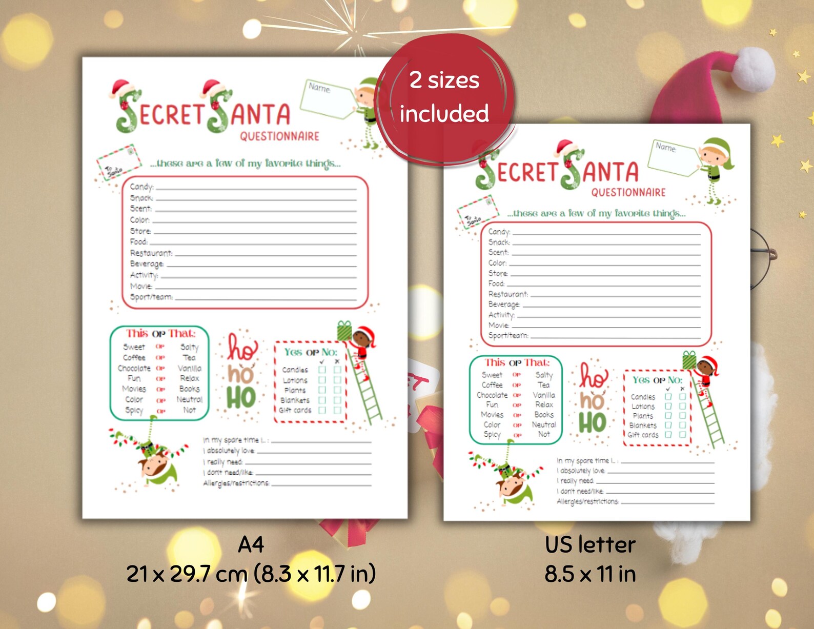 Secret Santa Questionnaire, Secret Santa, Work Secret Santa Survey ...