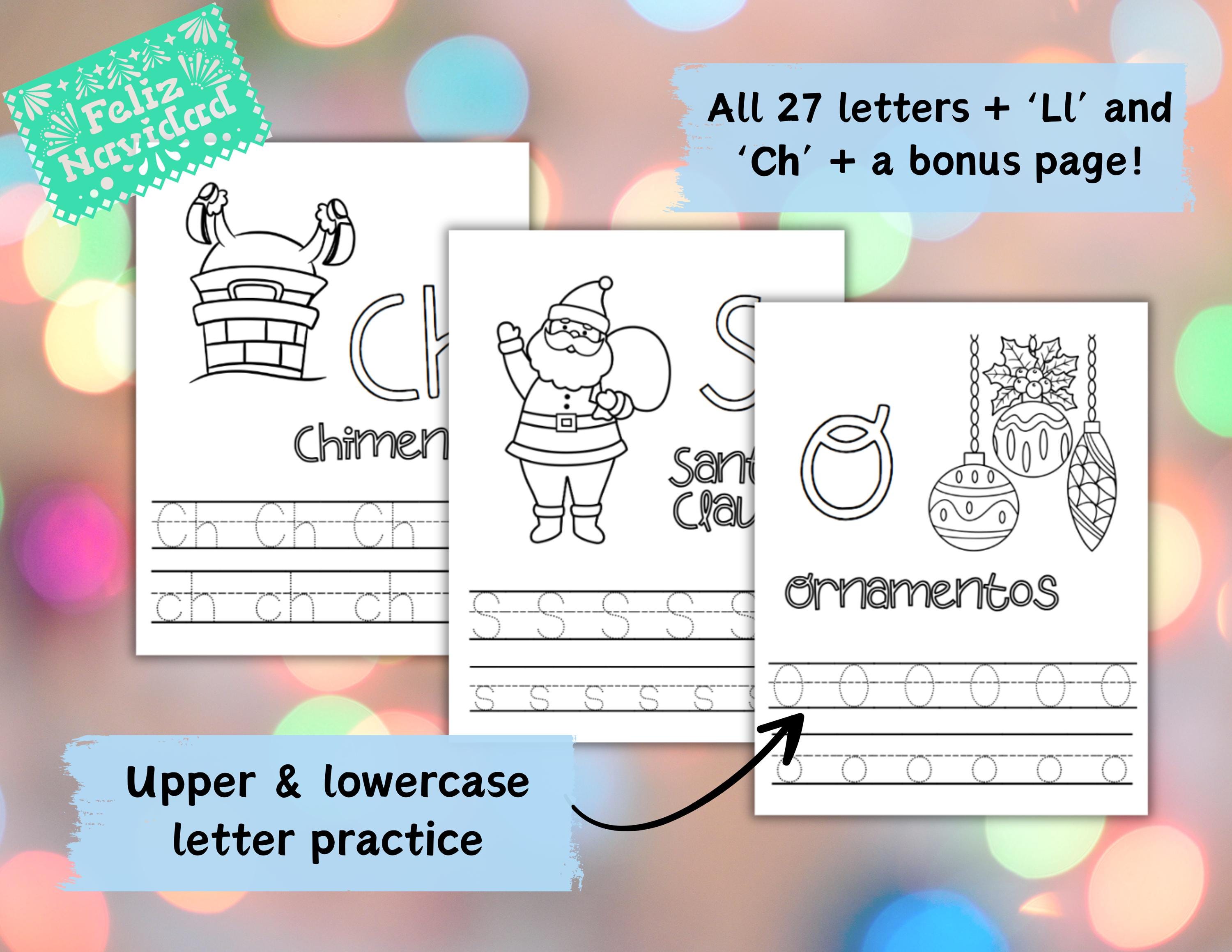 Christmas Spanish Alphabet Coloring, Spanish Letter Practice, Navidad ...