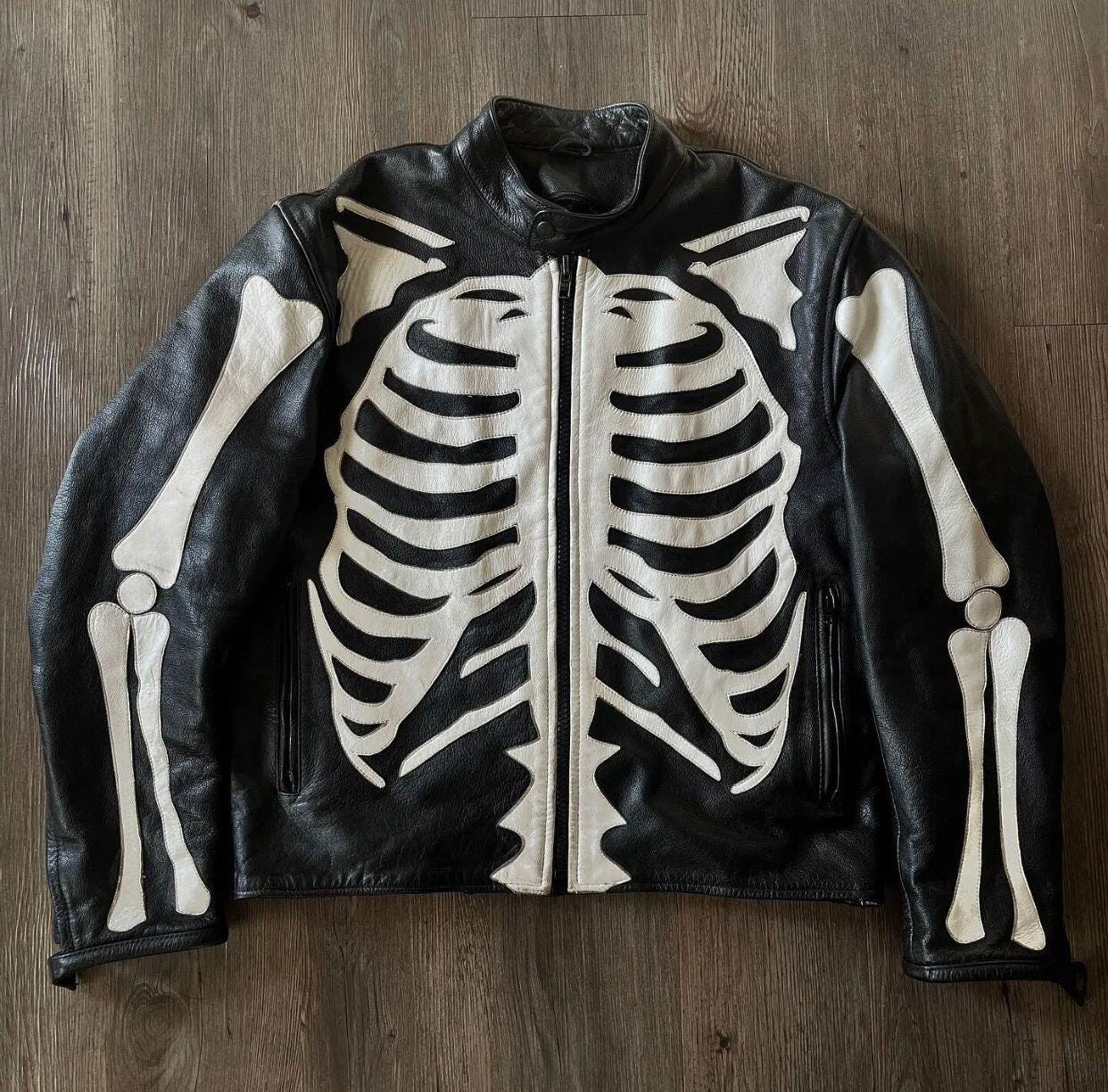 Unique Skeleton Leather Jacket for Men and Women Biker Style - Etsy
