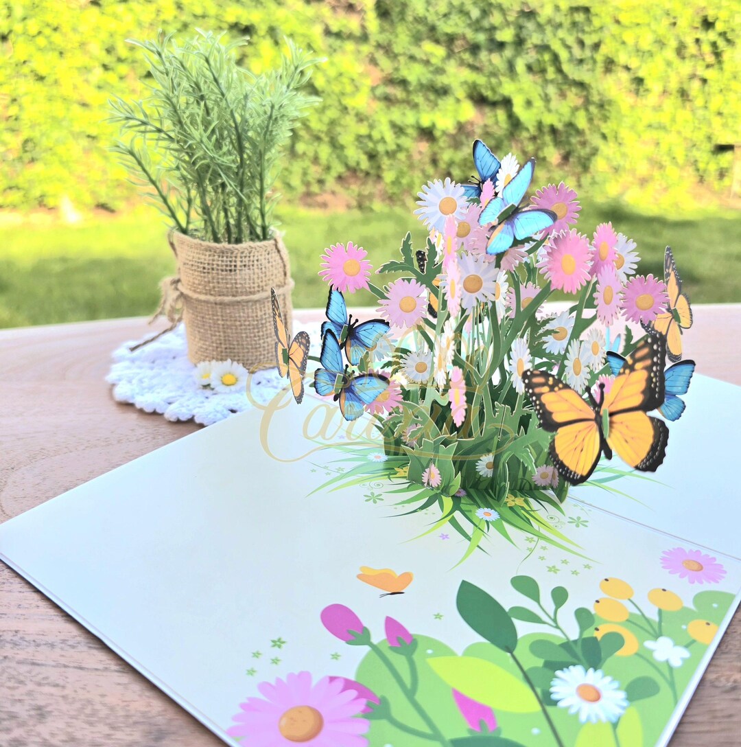 3D Butterfly Pop-up Card: Floral Greeting Card With Envelope - Etsy