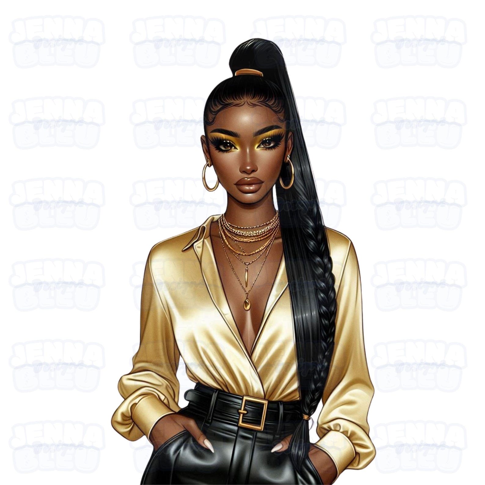 Braided Ponytail Clipart | African American Woman PNG (digital Download ...