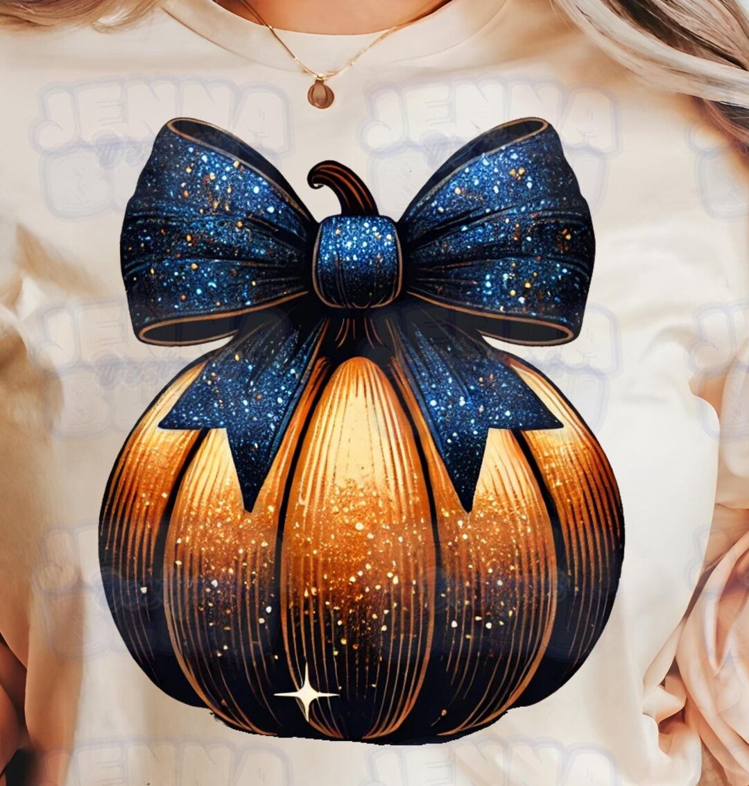 Glitter Pumpkin Coquette Bow PNG, Autumn Fall Design (digital Download ...
