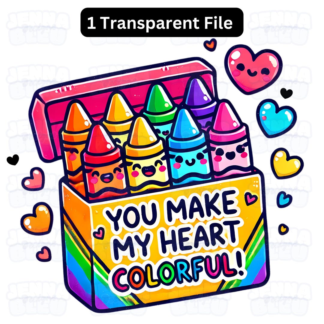 Valentine Crayon PNG | Kids Heart Clipart (digital Download) - Etsy