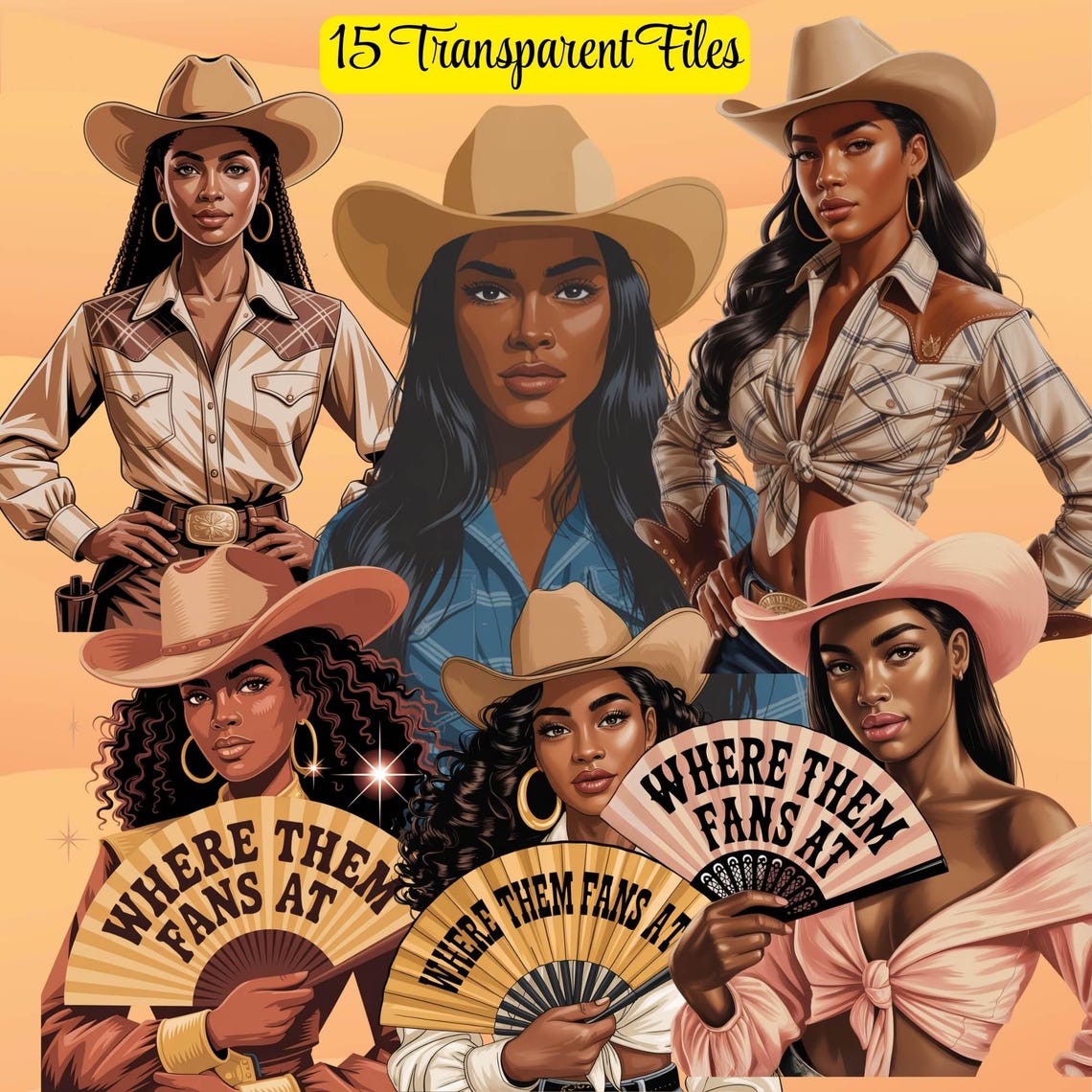 Black Cowgirl Art Print | Where Them Fans At, Sassy Western (PNG Files ...