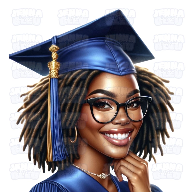 60 African American Women Graduation Clipart Files | Black Women in Cap ...