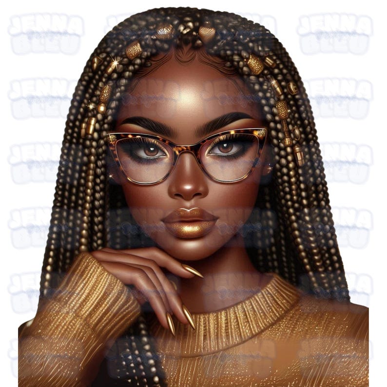 Black Woman With Braids Illustration Stylish Afrocentric Digital Art ...