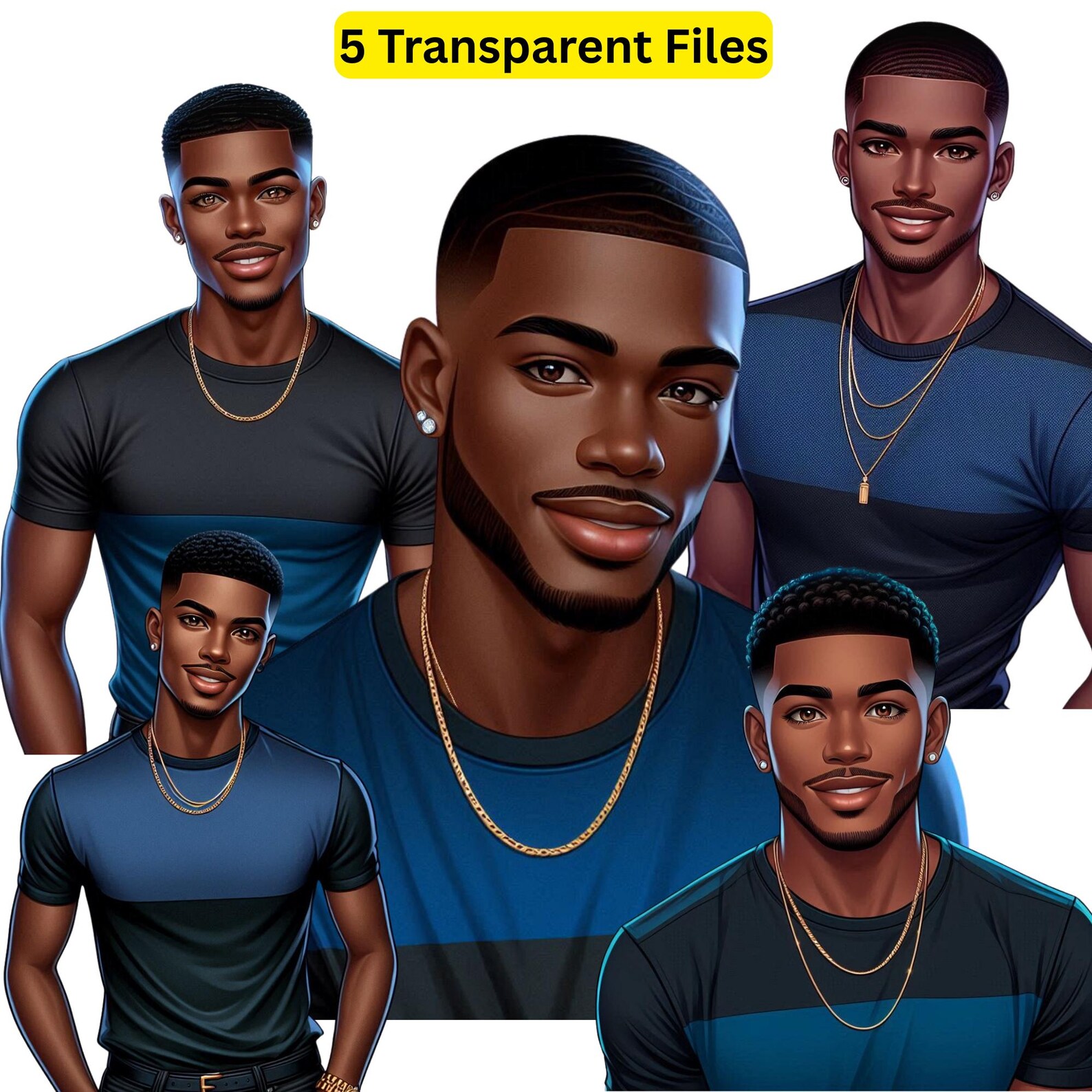 Confident Black King Art | Fashionable Melanin Man PNG (digital ...