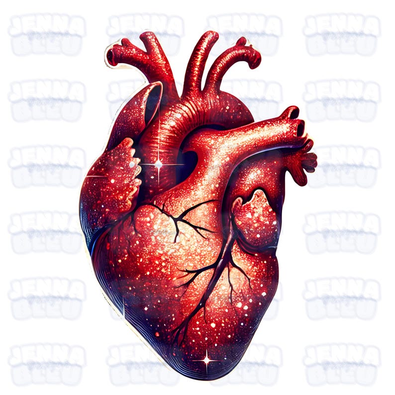 Red Glitter Human Heart Clipart Anatomical Heart PNG With Glitter Red ...