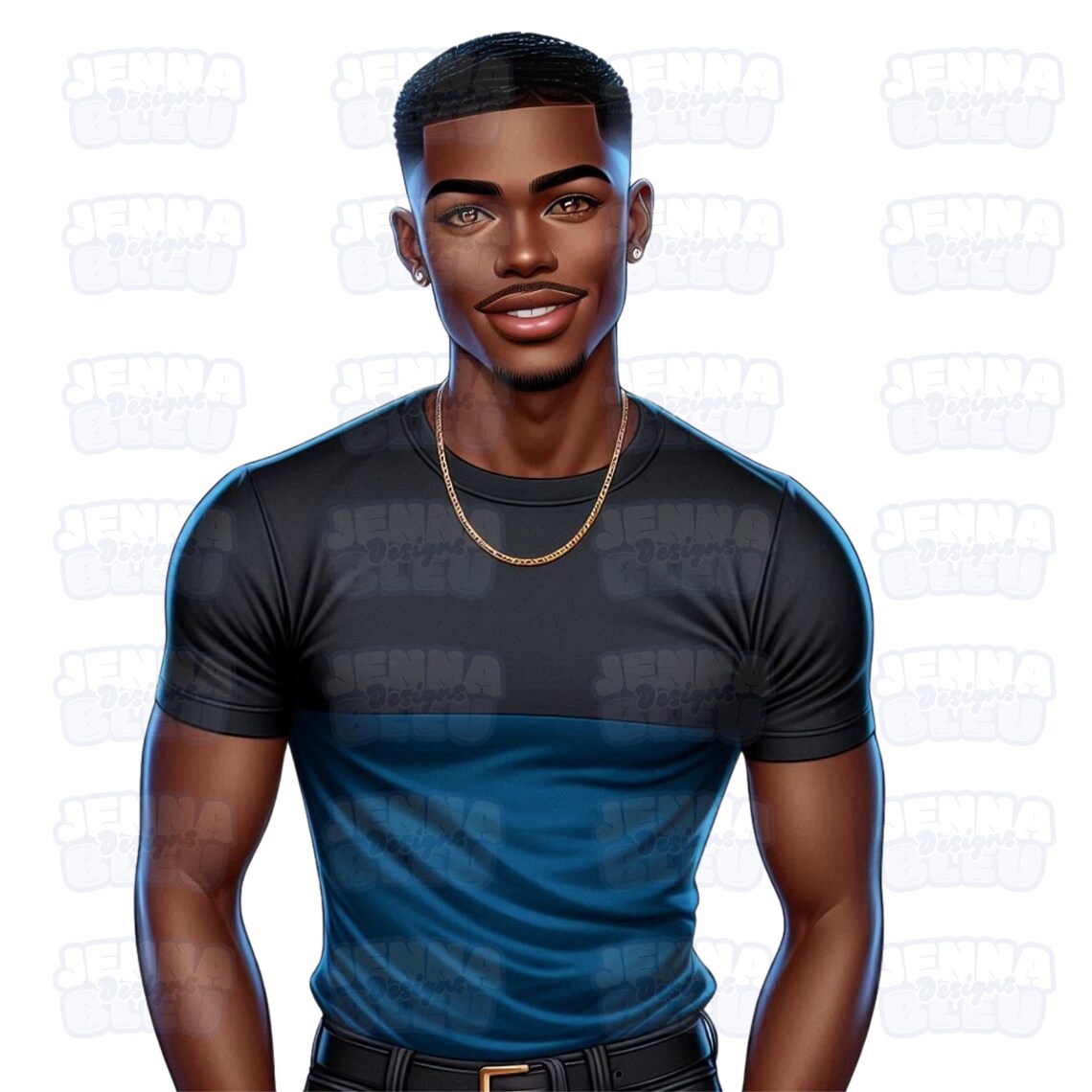 Confident Black King Art | Fashionable Melanin Man PNG (digital ...