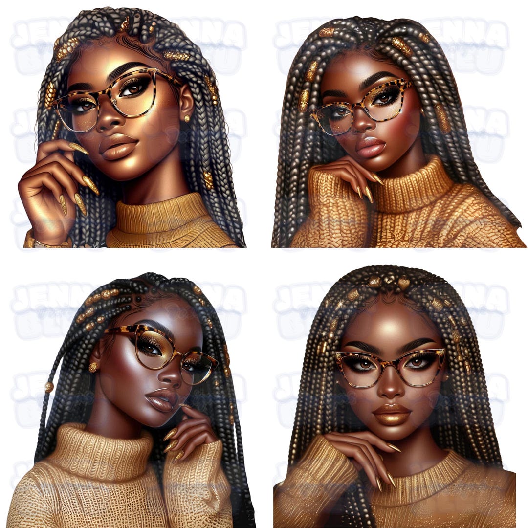 Black Woman With Braids Illustration Stylish Afrocentric Digital Art ...