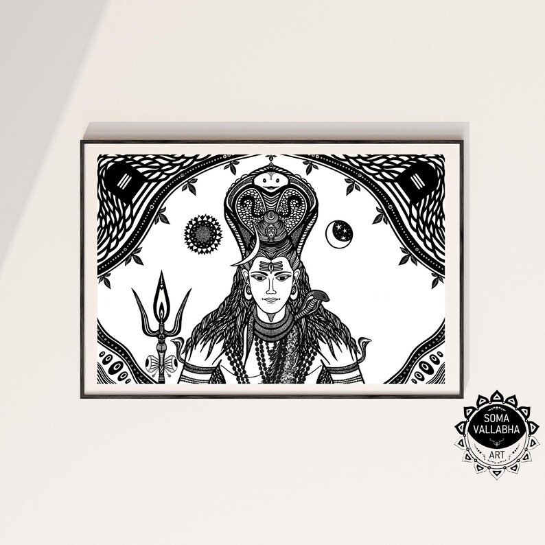 MAHADEVA - Lord Shiva Digital Art Print - Shiva God Art - Hindu God Art ...