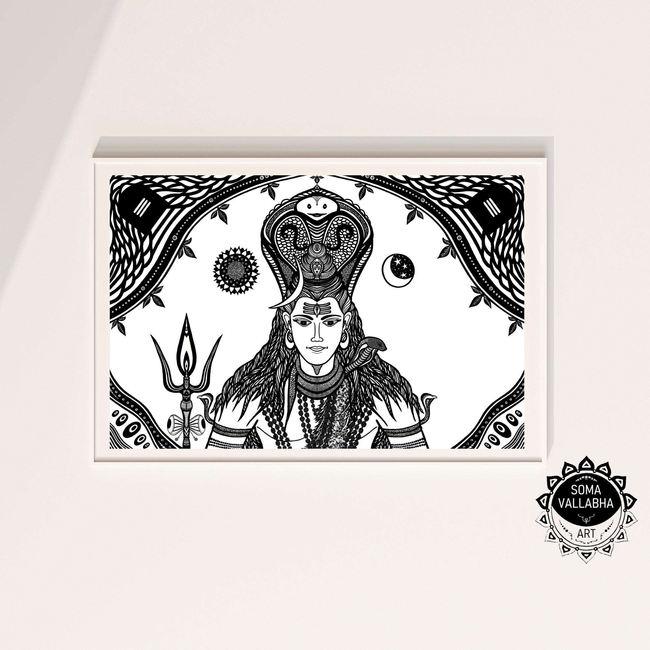 MAHADEVA Lord Shiva Digital Art Print Hindu God Art Print - Etsy