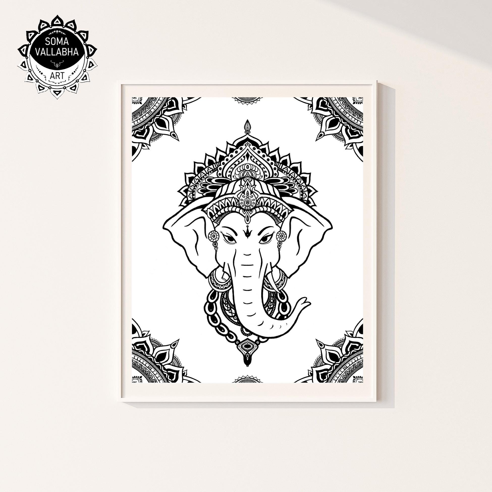 SUMUKHA Lord Ganesha Digital Art Print Hindu God Art - Etsy