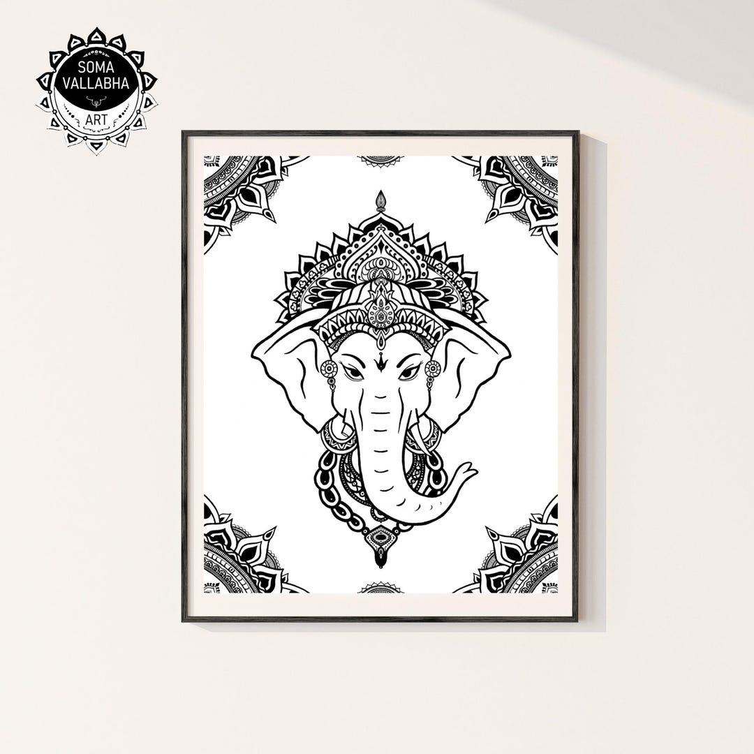 SUMUKHA Lord Ganesha Digital Art Print Hindu God Art - Etsy