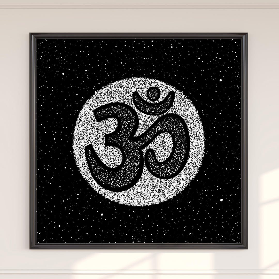 OM - Single Art Print Design #11_2 - OM Symbol Black Background ...