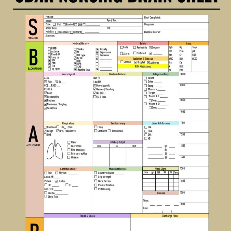 Sbar Nurse Report Sheet - Etsy