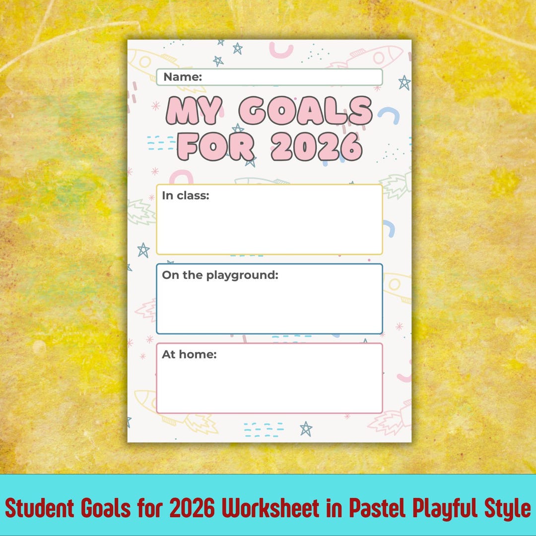 2026 Student Goal Worksheet | Playful Pastel Design (PDF Download) - Etsy