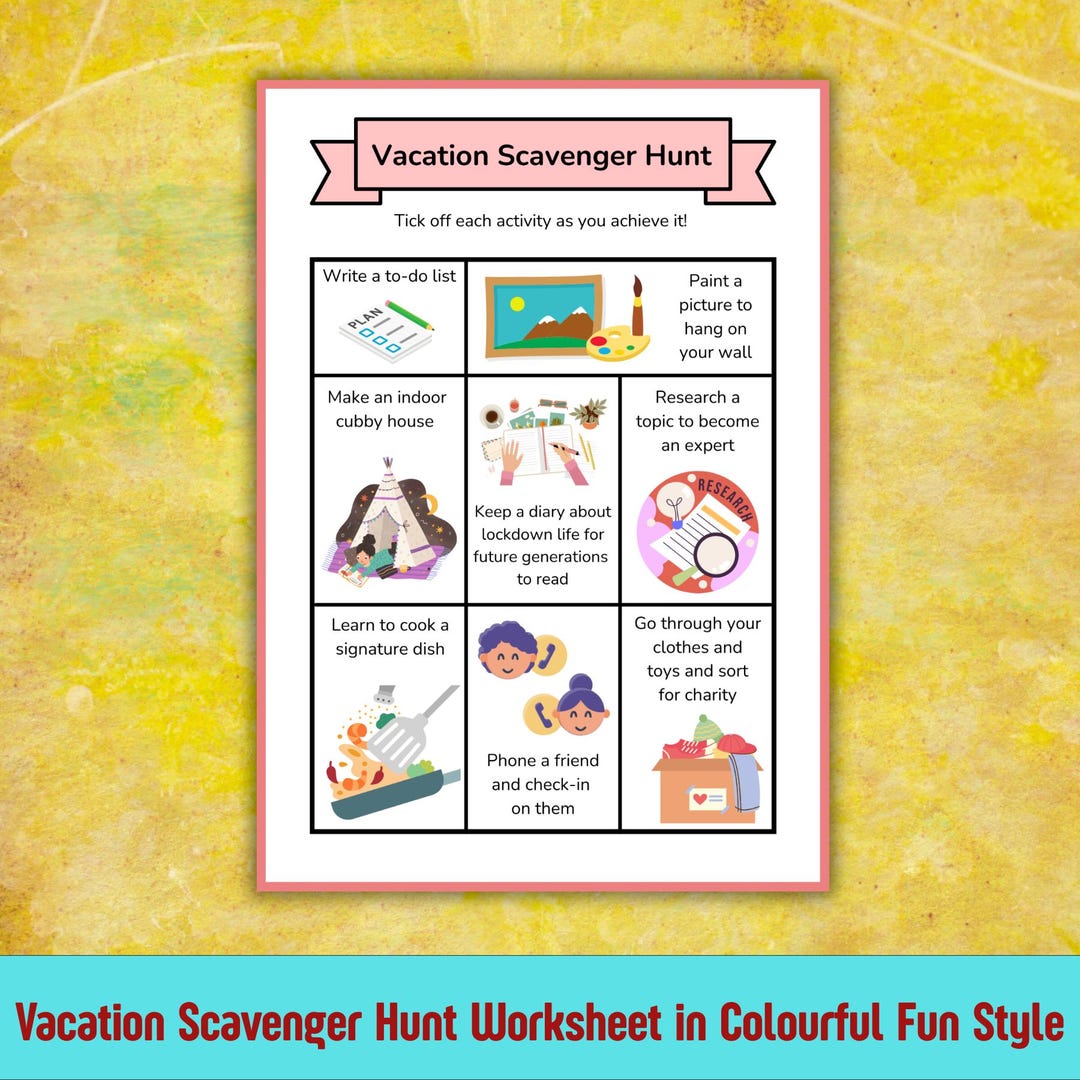 Vacation Scavenger Hunt Printable | Fun Family Activity Worksheet ...