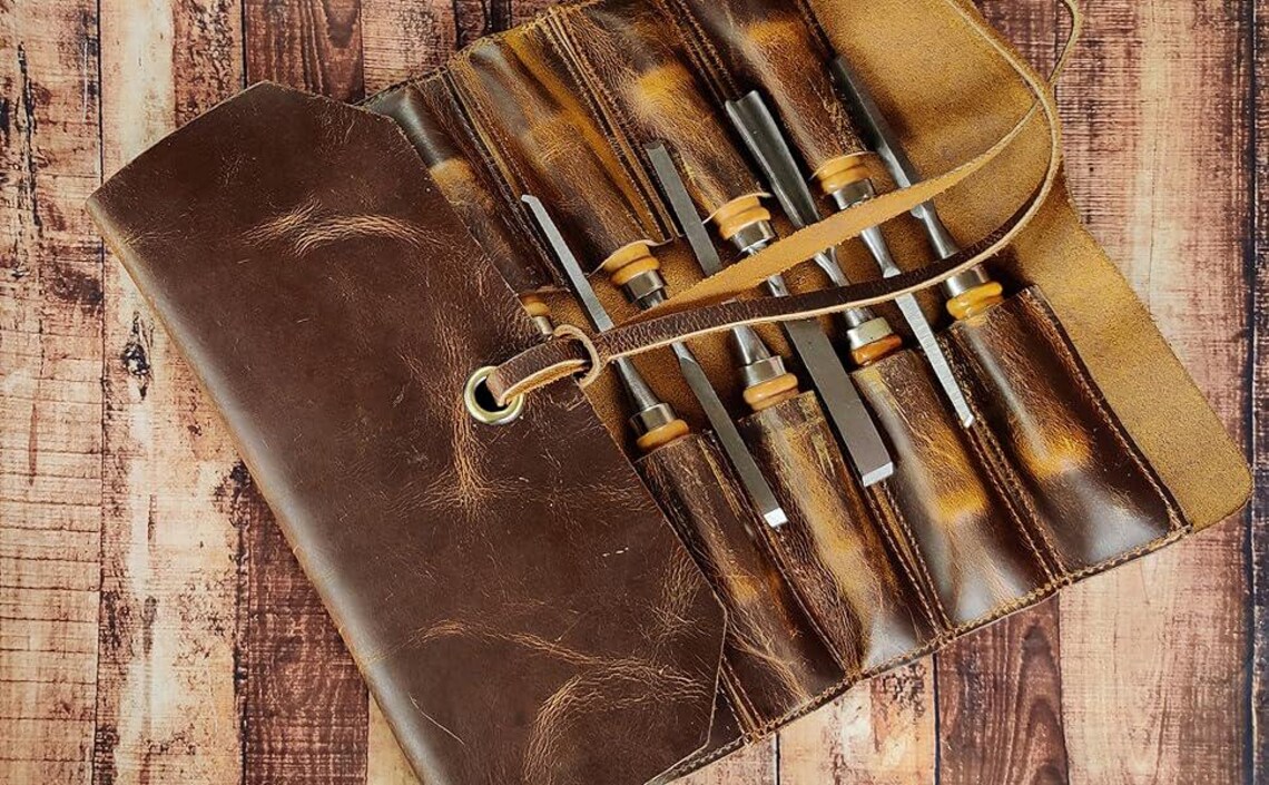 Personalized Leather Tool Roll Chisels Roll Custom Engraved Groomsmen ...
