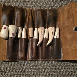 Leather Tool Roll Wood Carving Tools Pouch for Chisel Roll Brown Wrench ...