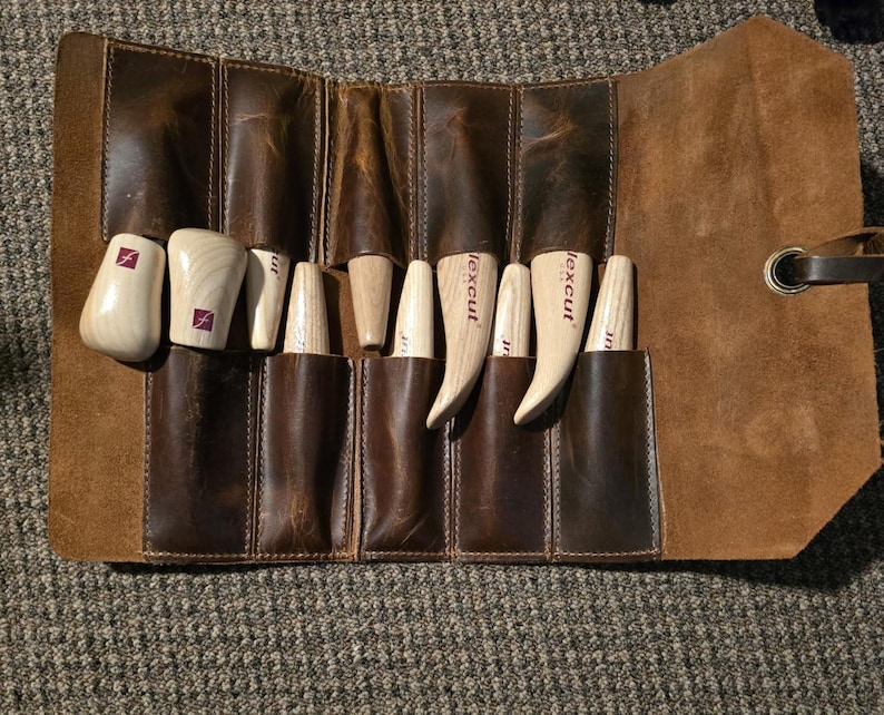 Leather Tool Roll Wood Carving Tools Pouch for Chisel Roll Brown Wrench ...