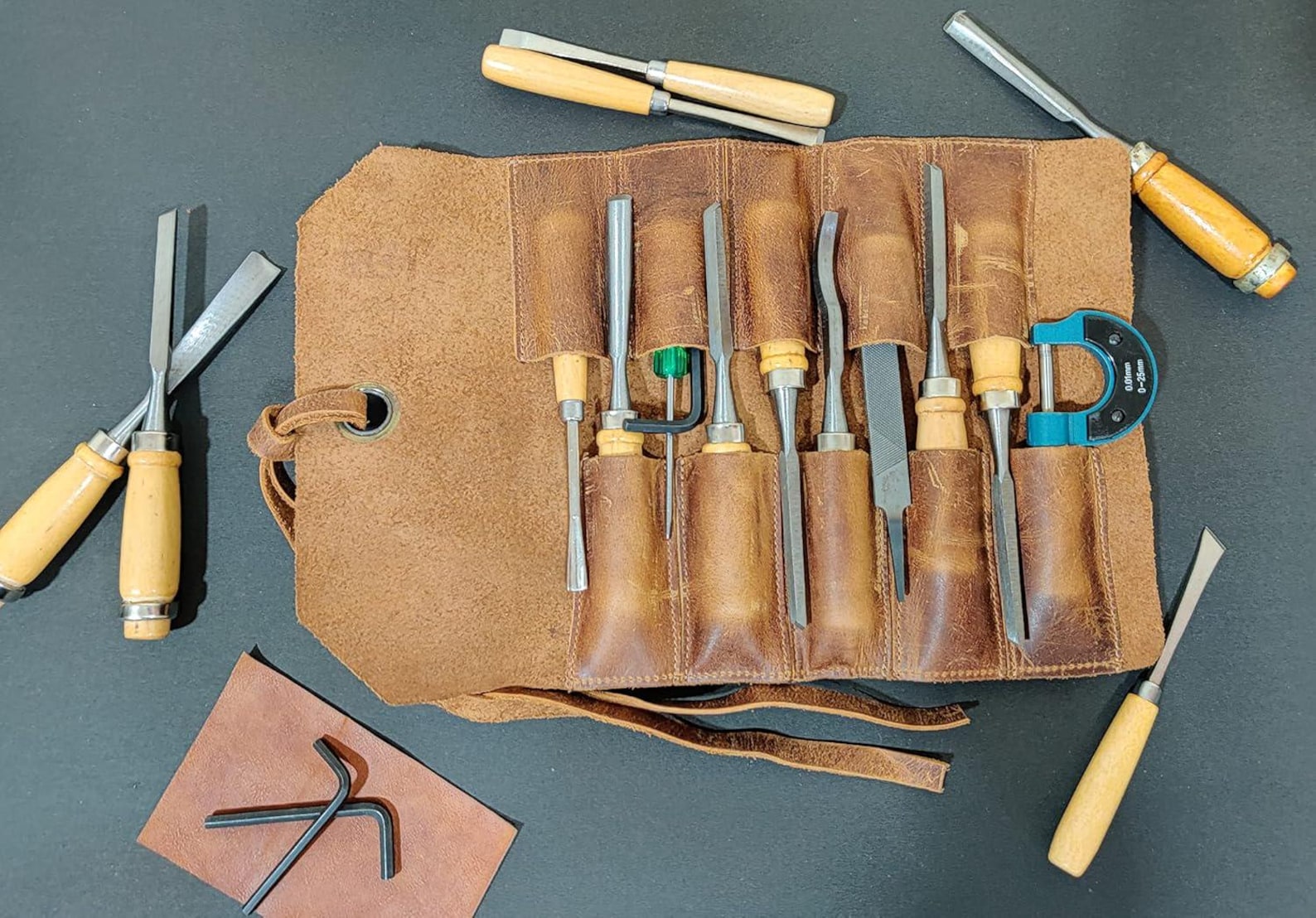 Personalized Leather Tool Roll Chisels Roll Custom Engraved Groomsmen ...