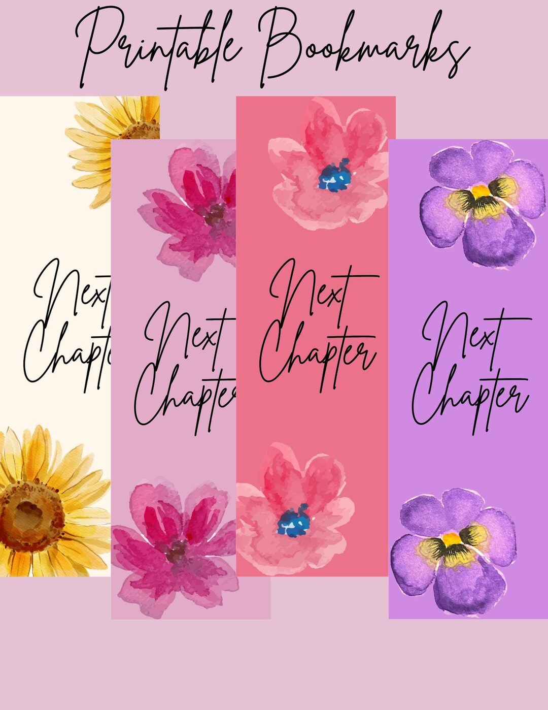 Printable Digital Bookmarks Set of 4 - Etsy