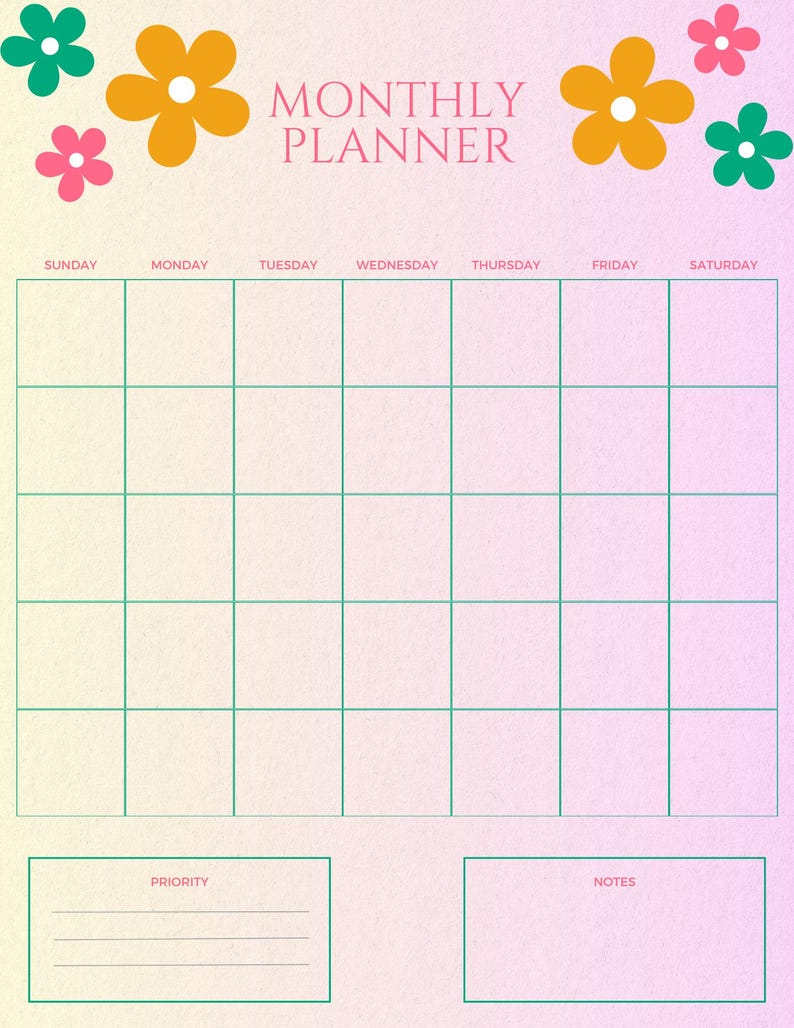 Printable and Digital Vibrant To-do List and Monthly Planner Bundle of ...