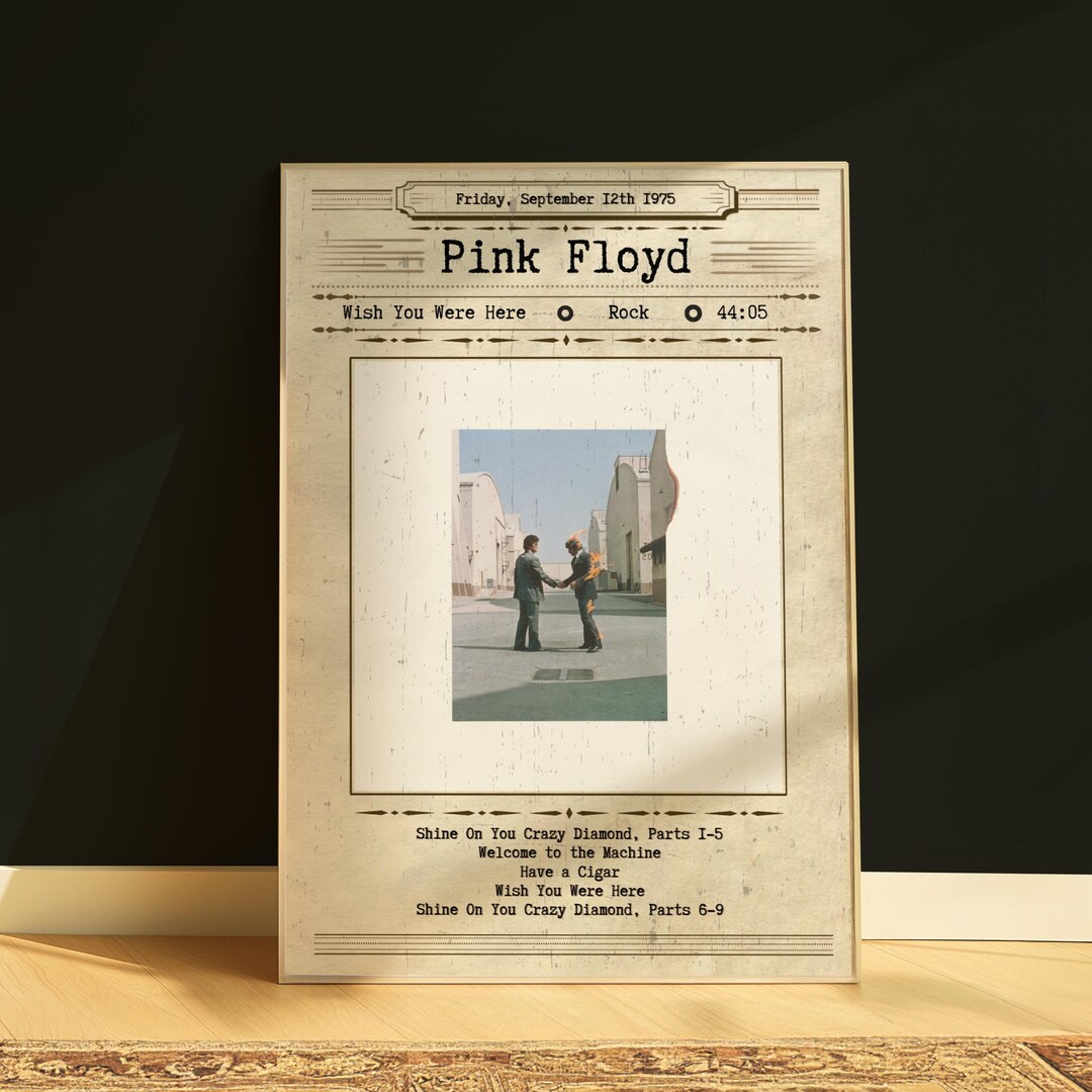 Pink Floyd Posters Pink Floyd Album Cover Poster Tracklist Poster Wish You Were Here Album Art ...