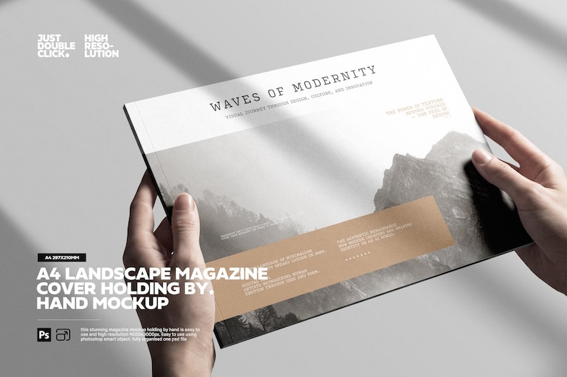 A4 Landscape Magazine Cover Mockup - Etsy