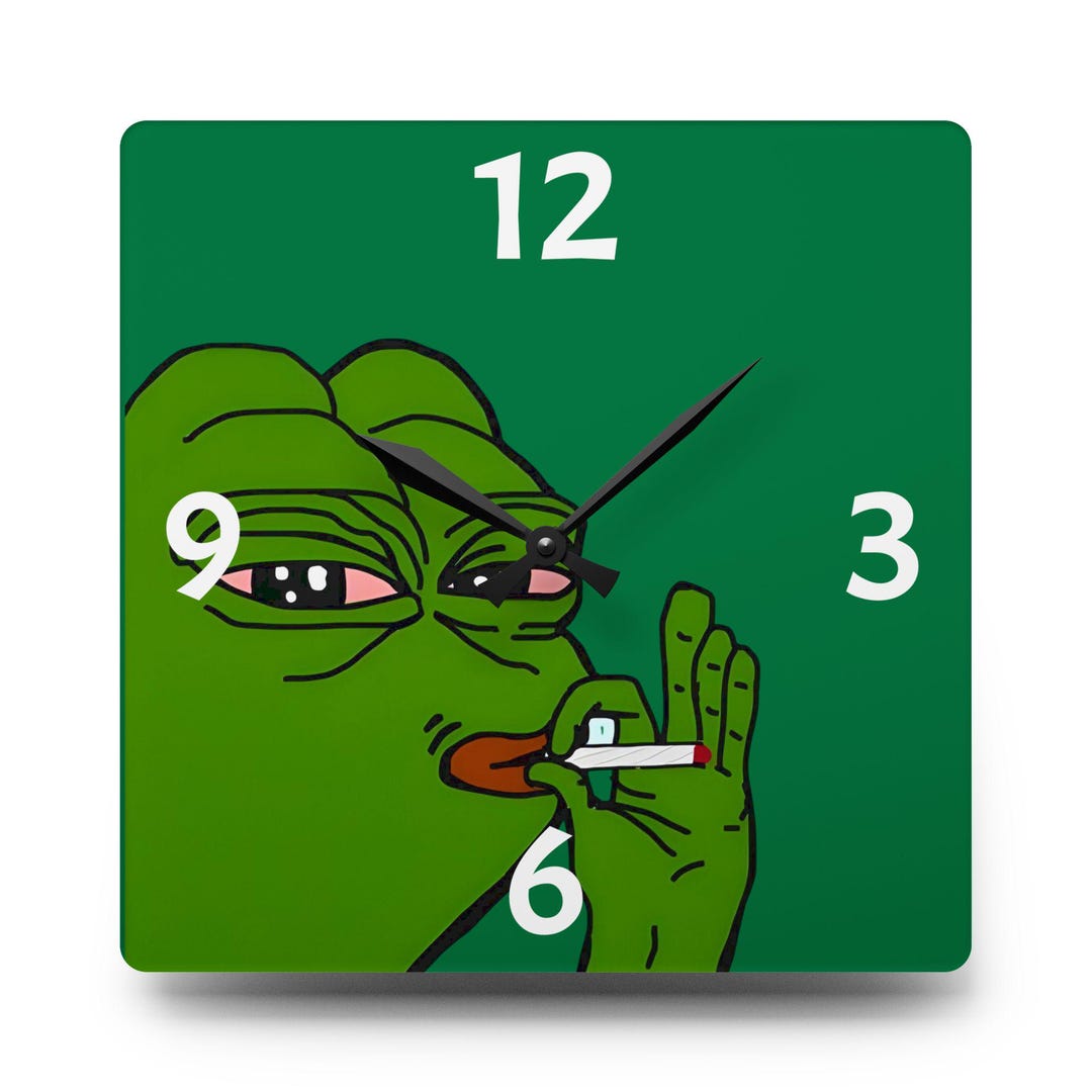 Pepe the Frog Crypto Meme Acrylic Clock - Bold Crypto Decor - Etsy