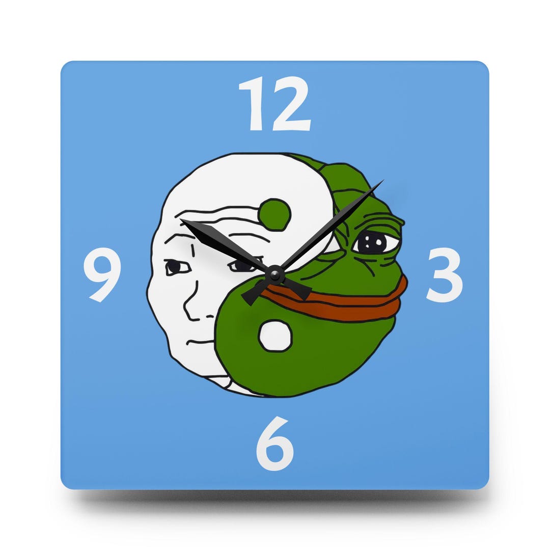 Wojak Pepe the Frog Crypto Meme Acrylic Clock - Bold Crypto Decor - Etsy