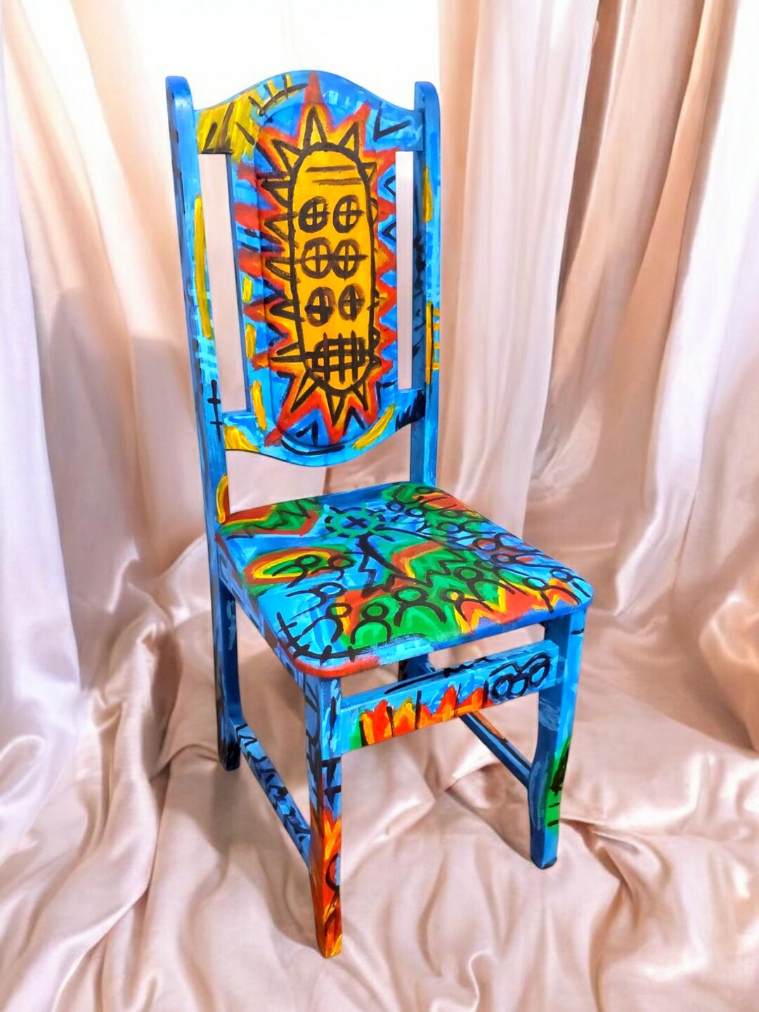 Adam Rose mother Earth Hand Painted Wooden Chair Neo Expressionism - Etsy