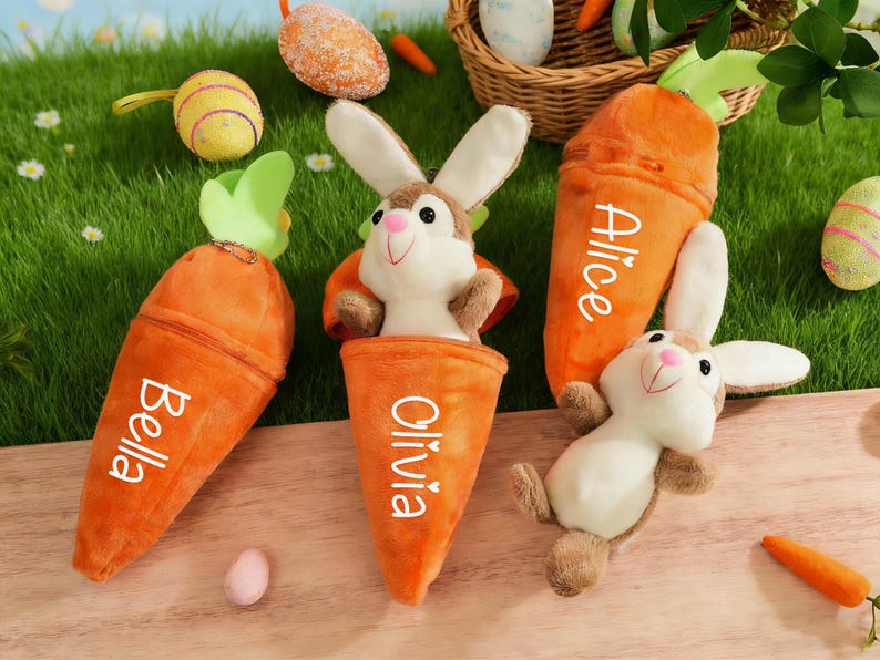 Personalized Plush Easter Bunny Reversible Carrot Keychain: Easter ...