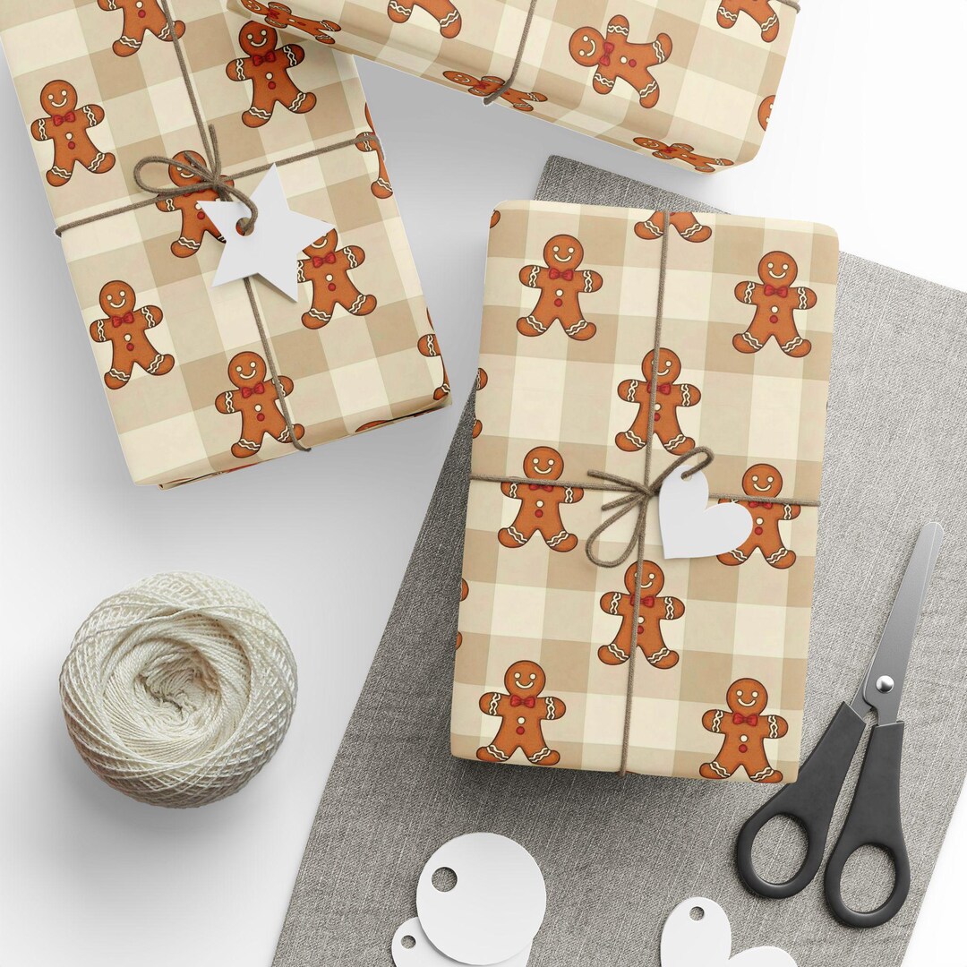Gingerbread Man Wrapping Paper, Holiday Festive Gift Wrap - Etsy