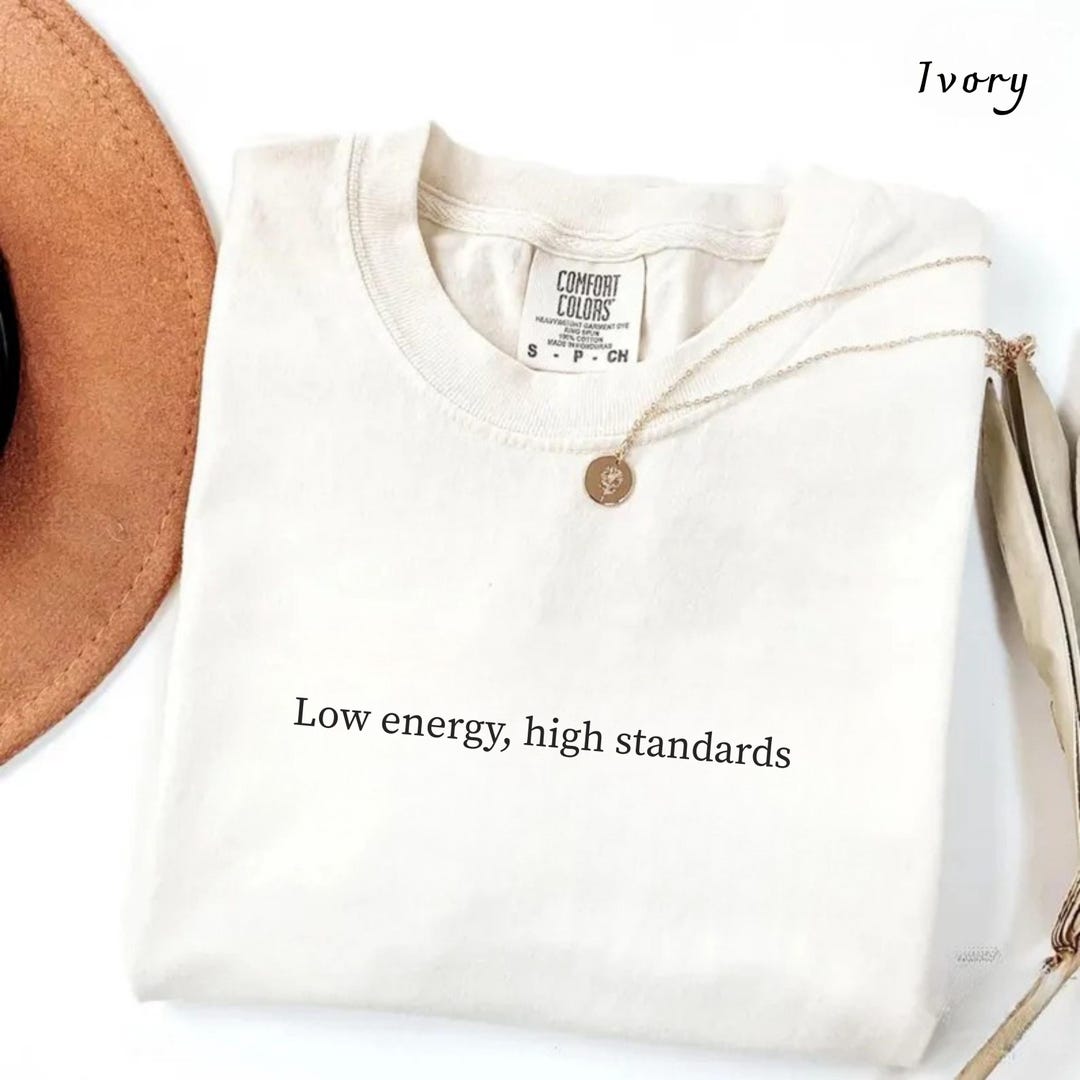 Comfort Colors® Low Energy High Standards Shirt | Funny Minimal Quote T ...