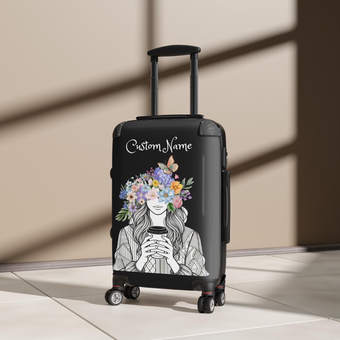 Custom Name Floral Luggage Personalized Suitcase With Artistic Design ...