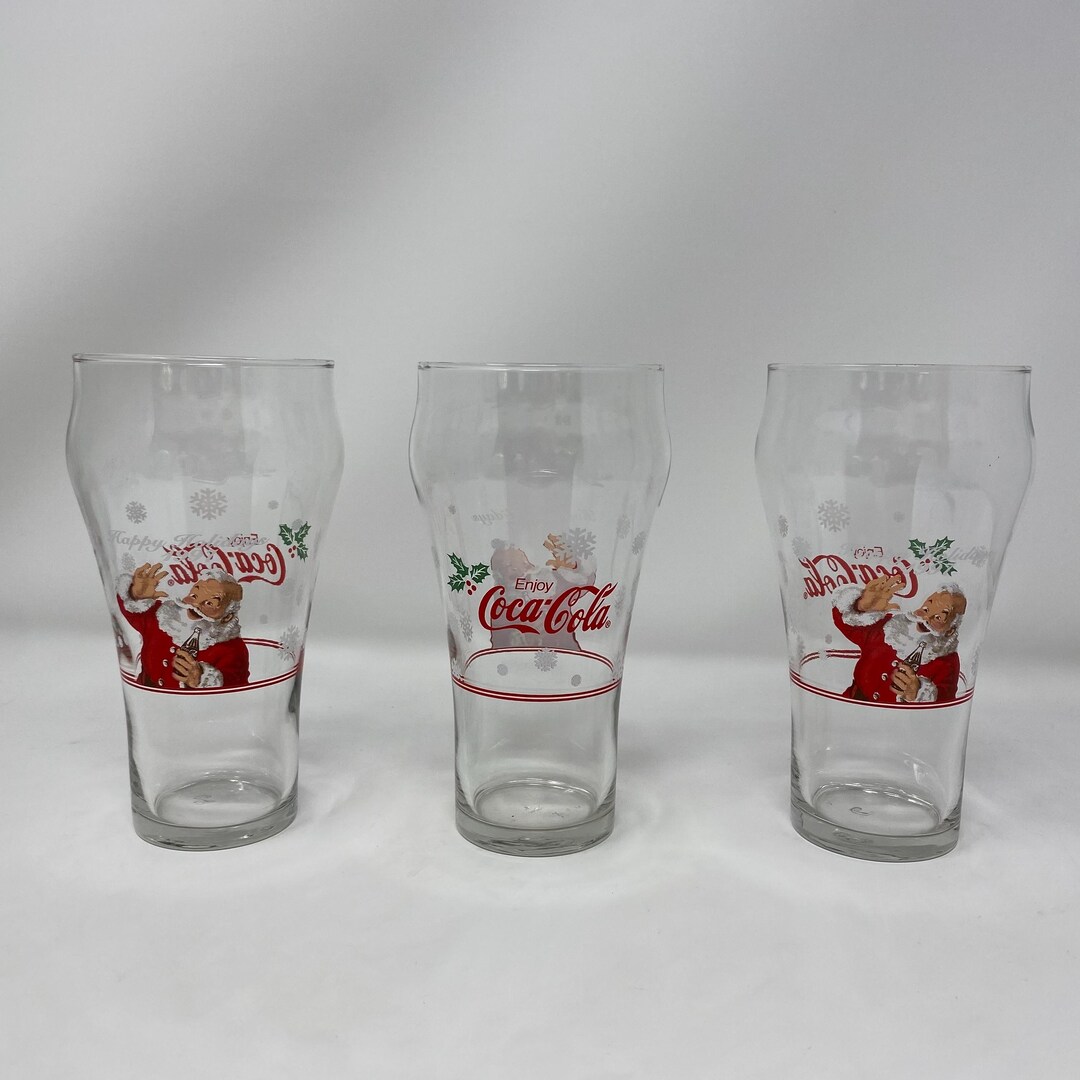 Vintage Set of 3 Coca-cola Happy Holidays Santa Claus Promotional ...