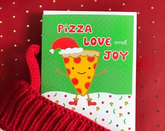Christmas Card pizza on Earth FOLDED Greeting Card // Punny - Etsy