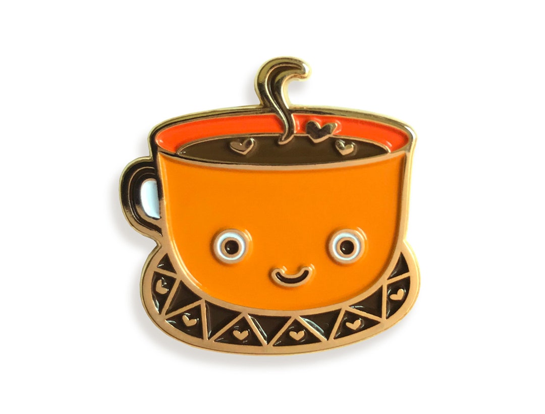 Hot Coffee Pin - Coffee Enamel Pin - Coffee Lapel Pin - Kawaii Coffee ...
