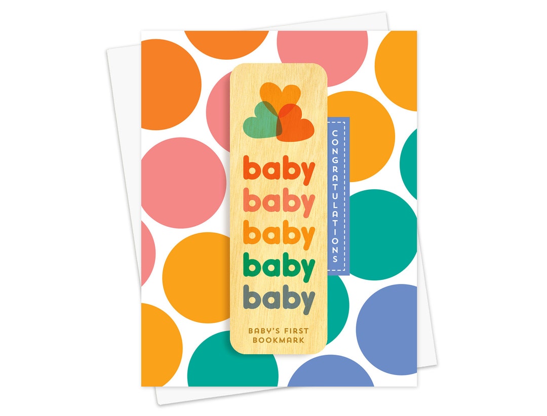 Baby Bookmark Card Includes Real Wood Bookmark New Baby Card Baby ...