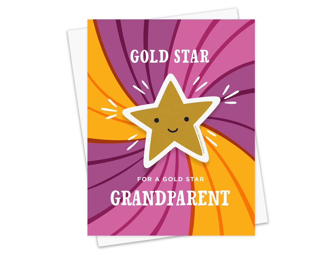 Gold Star Grandparent Card - Vinyl Sticker Gift - Etsy
